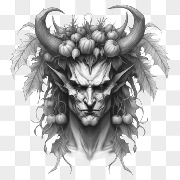Download Mythical Creature with Horns and Pumpkin Crown Sketches Online ...