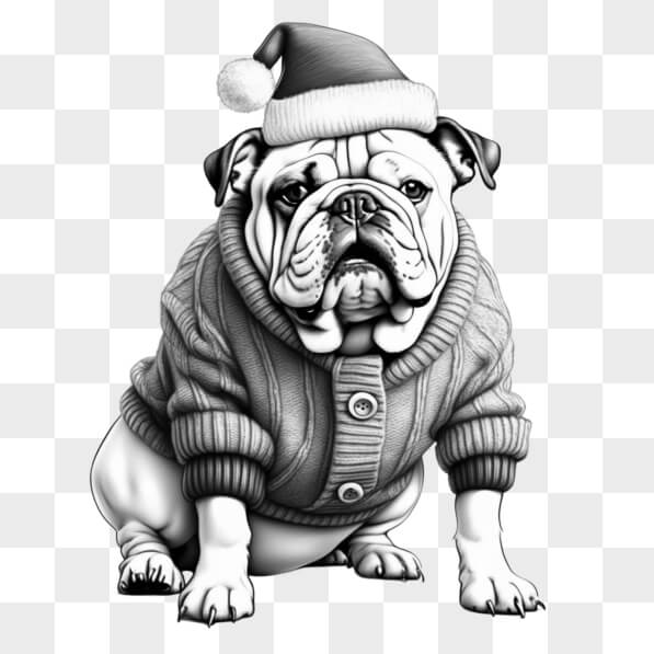 Descarga Bulldog con gorro de Santa y suéter Bocetos En Línea ...