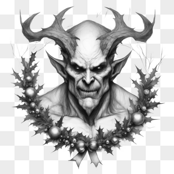 Download Menacing Figure Surrounded by Festive Wreath Sketches Online ...