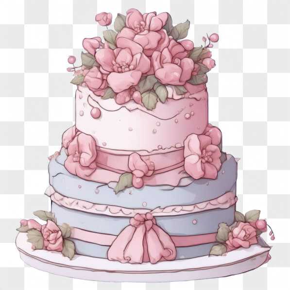 Download Elegant Three-Tiered Cake with Flowers Cartoons Online ...