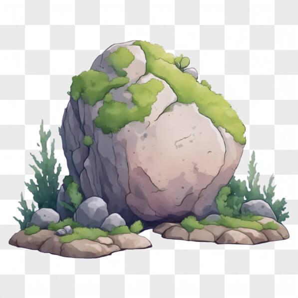 Download Large Rock Surrounded by Greenery Cartoons Online - Creative ...