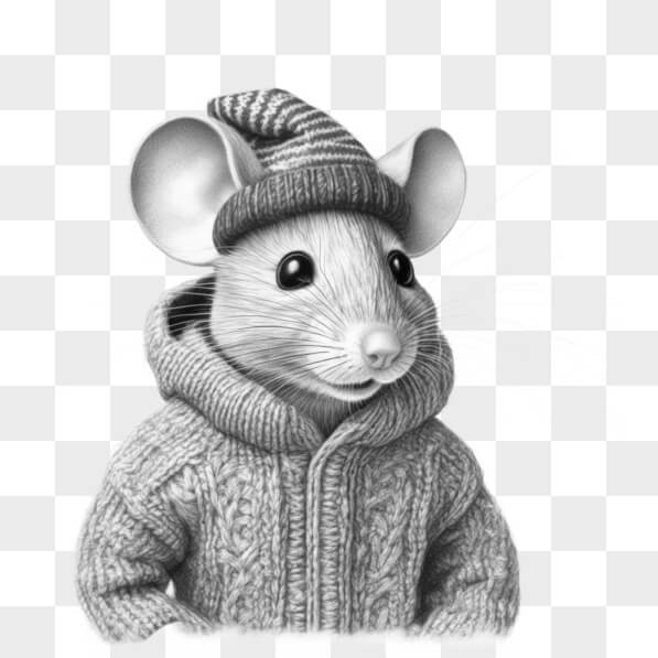 Download Adorable Mouse in Sweater and Hat Sketches Online - Creative ...