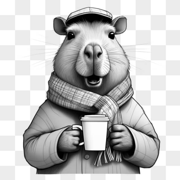 Descarga Capibara alegre con atuendo de invierno Bocetos En Línea ...