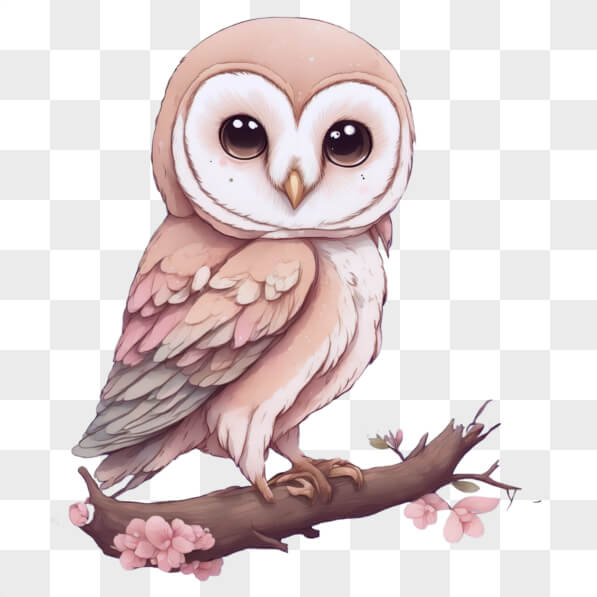 Download Cute Cartoon Owl on a Branch with Blossoms Cartoons Online ...