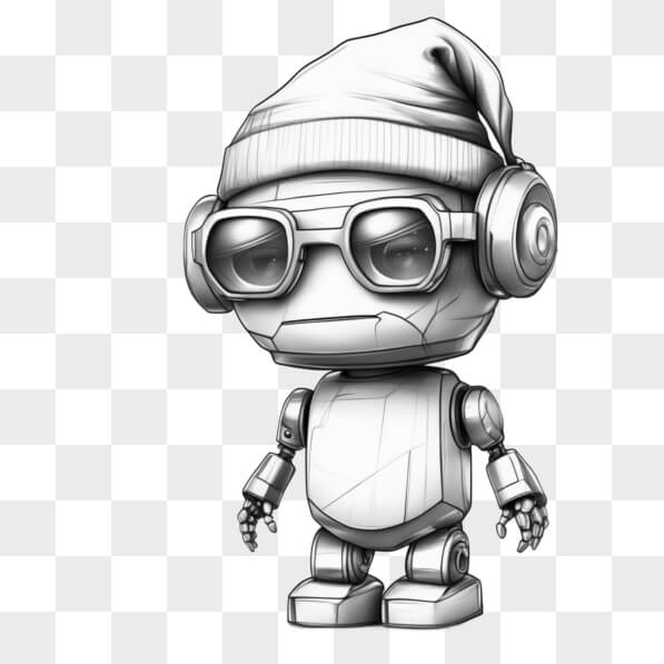 Descarga Robot de dibujos animados a la moda con gorro y gafas Bocetos ...