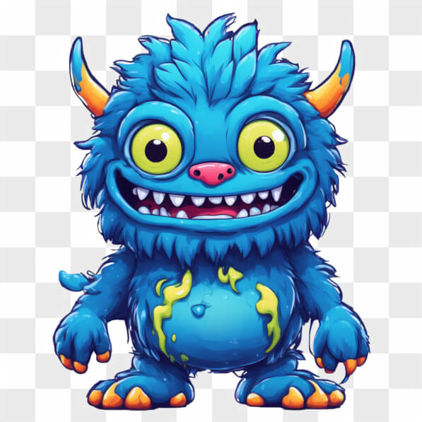Download Cute Cartoon Blue Monster Cartoons Online - Creative Fabrica