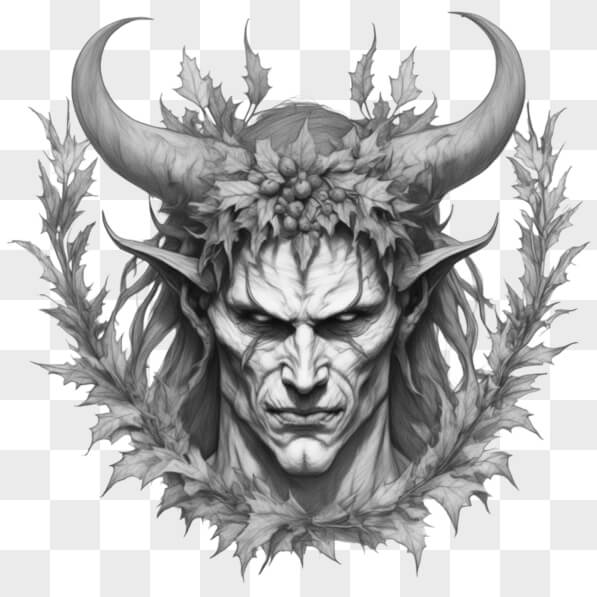 Download Horned Mystical Figure with Floral Crown Sketches Online ...