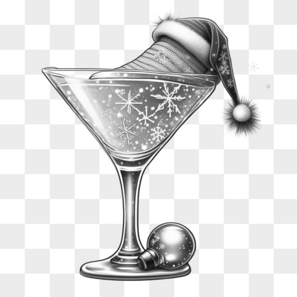 Download Festive Cocktail with Santa Hat Sketches Online - Creative Fabrica