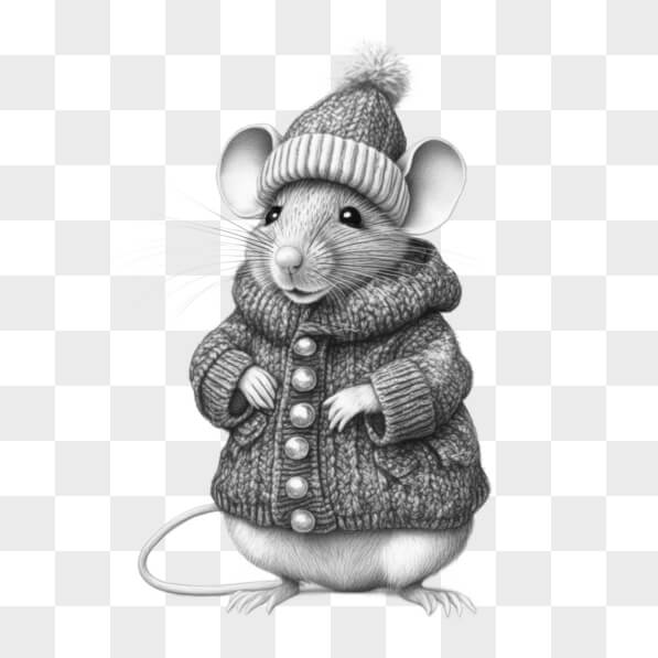 Descarga Ratón adorable en suéter y sombrero Bocetos En Línea ...