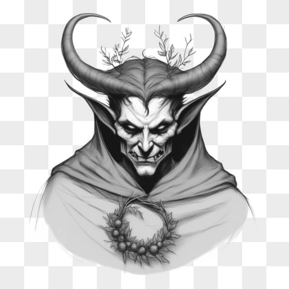 Download Illustration of a Horned Figure with Wreath Sketches Online ...