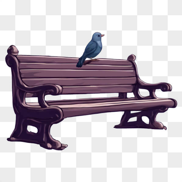Download Park Bench with Blue Bird Cartoons Online - Creative Fabrica