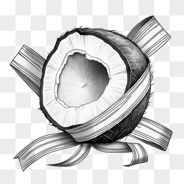 Download Artistic Drawing of a Split Coconut with Ribbons Sketches ...