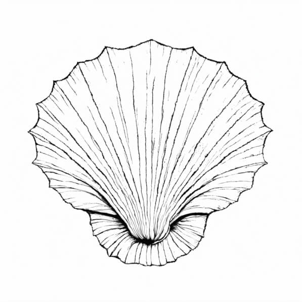 Download Scallop Shell Line Drawing Coloring pages Online - Creative ...