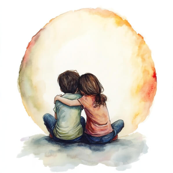 Download Children Embracing in Watercolor Backgrounds Online - Creative ...