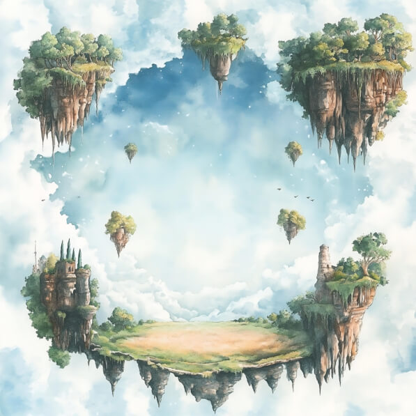 Download Floating Islands in a Dreamlike Sky Backgrounds Online ...