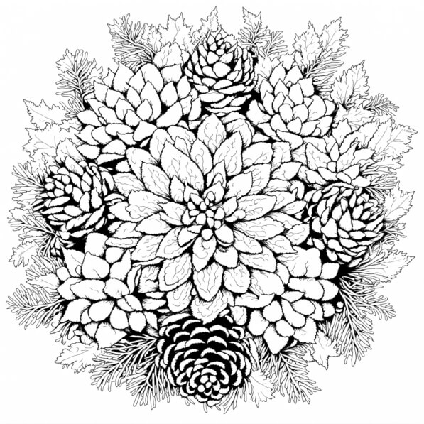 Télécharger Agencement complexe de pommes de pin et de succulentes ...