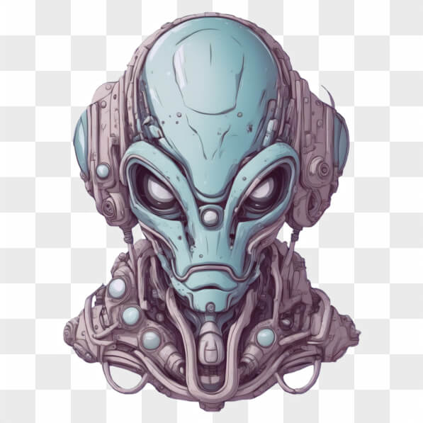 Download Stylized Alien Head with Mechanical Features Cartoons Online ...