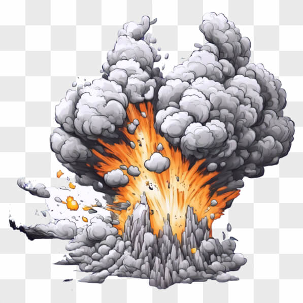 Descarga Explosión en estilo de dibujos animados con llamas y humo ...