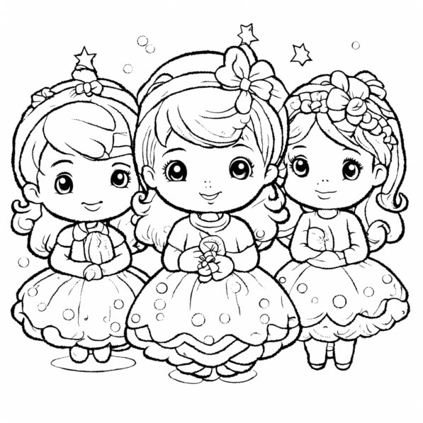 Download Coloring Page of Three Cartoon Girls Coloring pages Online ...