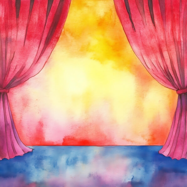 Download Watercolor Stage Curtains with Colorful Background Backgrounds ...