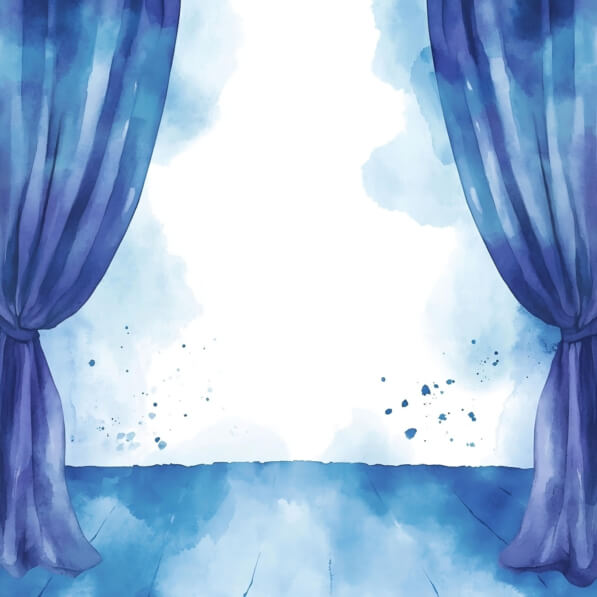 Download Watercolor Stage with Blue Curtains Backgrounds Online ...