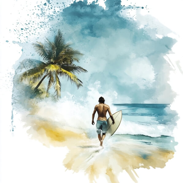 Download Surfer Walking on the Beach Backgrounds Online - Creative Fabrica