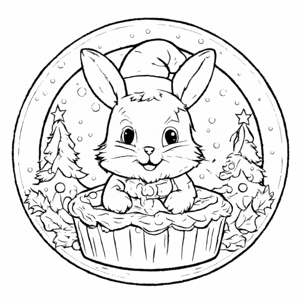 Download Festive Rabbit with Pie in Holiday Scene Coloring pages Online ...
