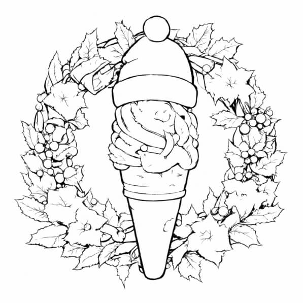 Download Holiday Ice Cream Cone Wreath Coloring pages Online - Creative ...