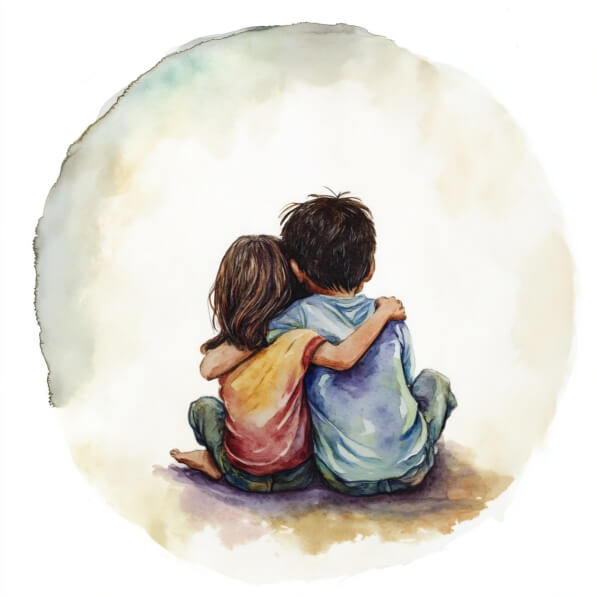 Download Embracing Children in Watercolor Backgrounds Online - Creative ...