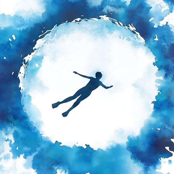 Download Serene Floating Figure in Blue Water Backgrounds Online ...