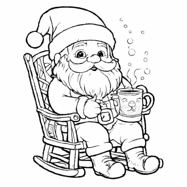 Download Cheerful Santa Claus Enjoying a Warm Drink Coloring pages ...