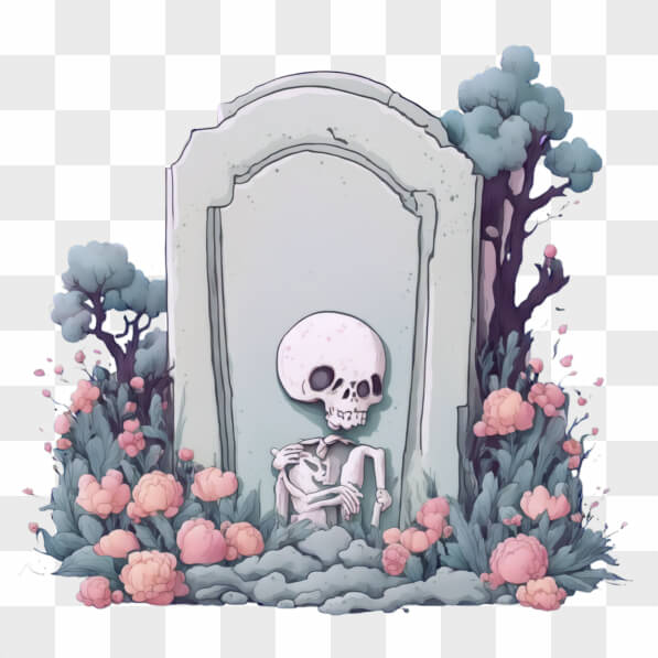 Download Grappige Skeleton bij Grafsteen met Bloemen Cartoons online op ...