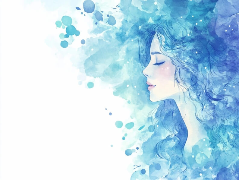 Descarga Ilustración en acuarela del perfil de una mujer en tonos ...