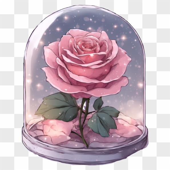 Download Pink Rose Under Glass Dome Cartoons Online - Creative Fabrica