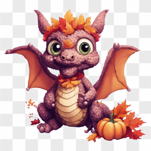 Download Cute Cartoon Dragon in Autumn Setting Cartoons Online ...