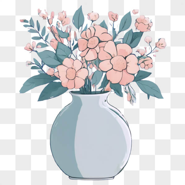 Download Pink Flowers in a Ceramic Vase Cartoons Online - Creative Fabrica