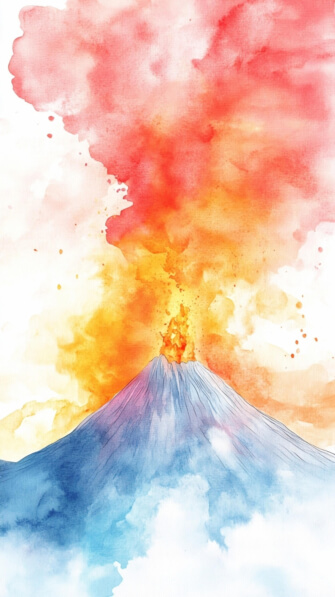 Download Erupting Volcano in Watercolor Backgrounds Online - Creative ...