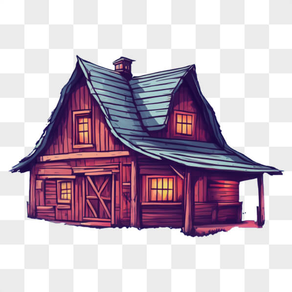 Download Charming Wooden House with Sloped Roof Cartoons Online ...