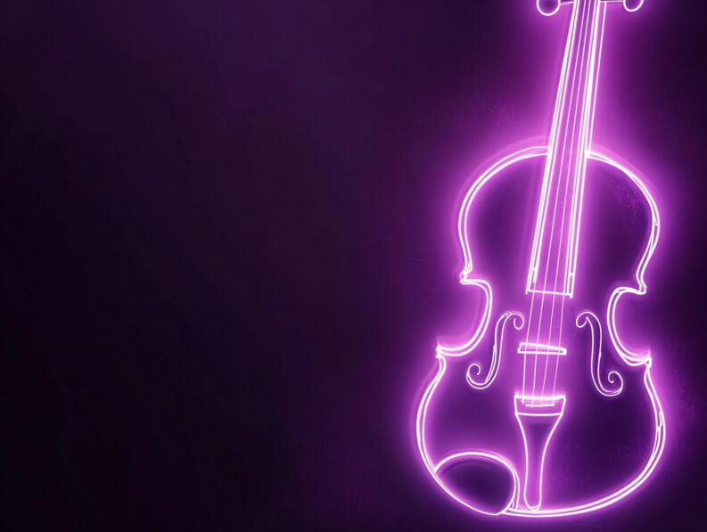 Download Neon Violin on Purple Background Backgrounds Online - Creative ...