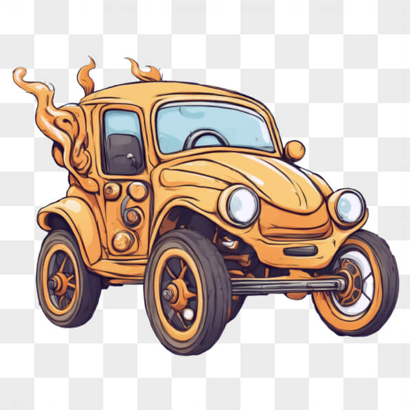 Download Cartoon Orange Car with Flames Cartoons Online - Creative Fabrica