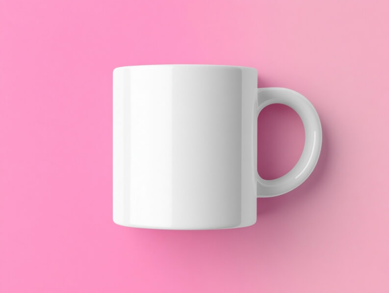 Baixe Caneca Branca Minimalista em Fundo Rosa Mockups - Creative Fabrica