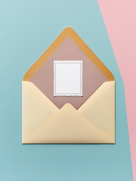 Télécharger Enveloppe minimaliste avec un timbre vierge sur un fond ...