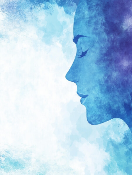 Baixe Perfil estilizado de mulher em azul Backgrounds - Creative Fabrica