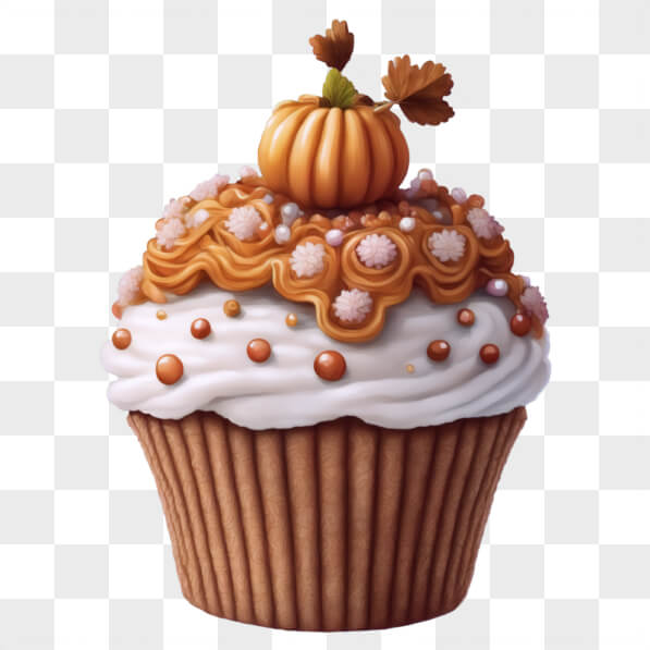 Download Festively decorated autumn cupcake with pumpkin Cartoons ...