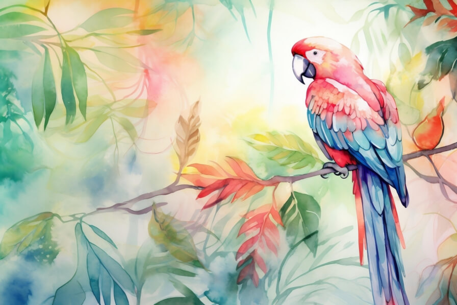 Scarica Pappagallo Colorato in una Giungla Acquerellata Sfondi Online ...