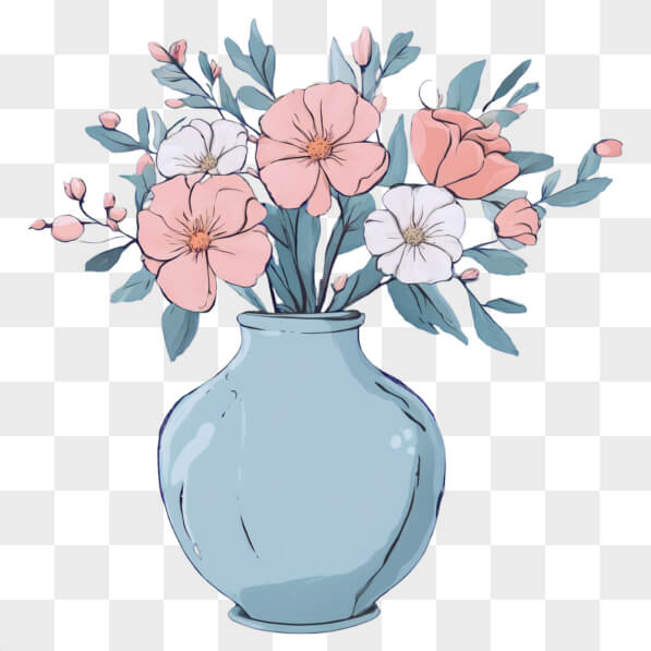 Download Illustration of a Flower Arrangement in a Blue Vase Cartoons ...