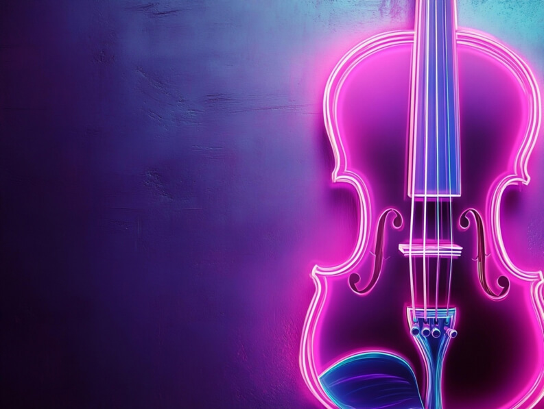 Download Neon Violin on Purple Background Backgrounds Online - Creative ...