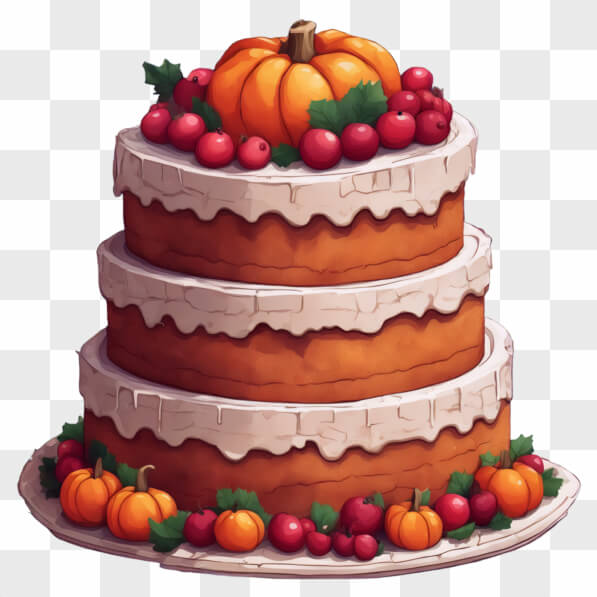 Download Autumn-Themed Three-Tier Cake Cartoons Online - Creative Fabrica