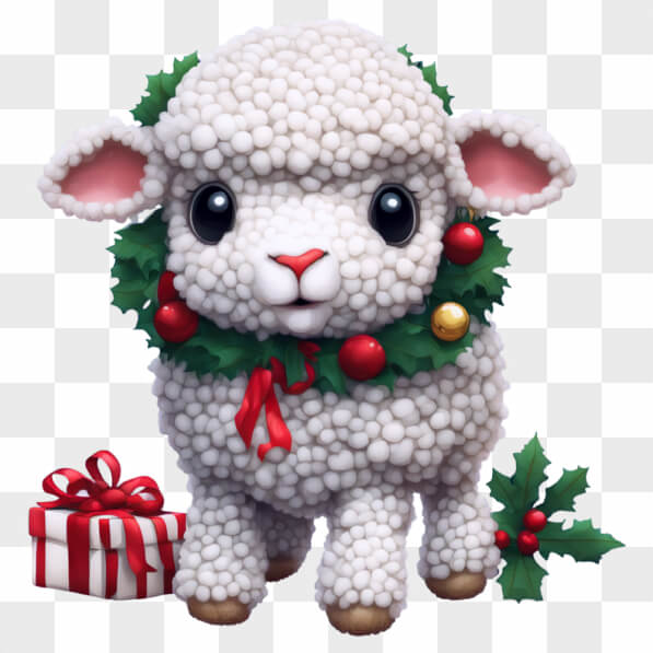 Download Cute Cartoon Lamb with Holiday Decorations Cartoons Online ...