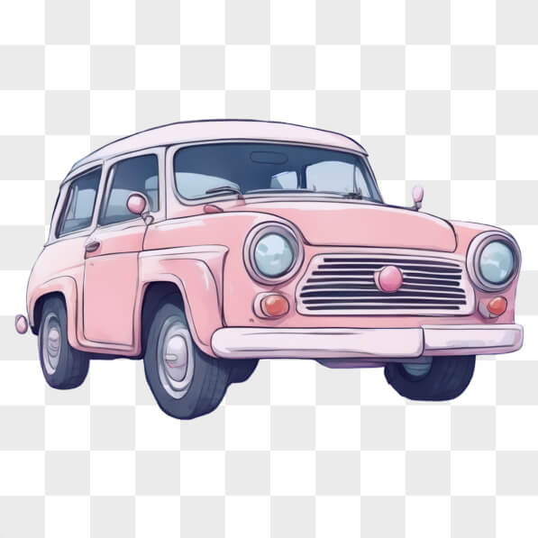 Download Vintage Pink Car Cartoons Online - Creative Fabrica